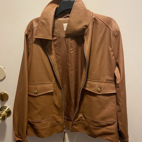 Universal Thread | Jackets & Coats | Brown Leather Bomber Jacket | Poshmark
